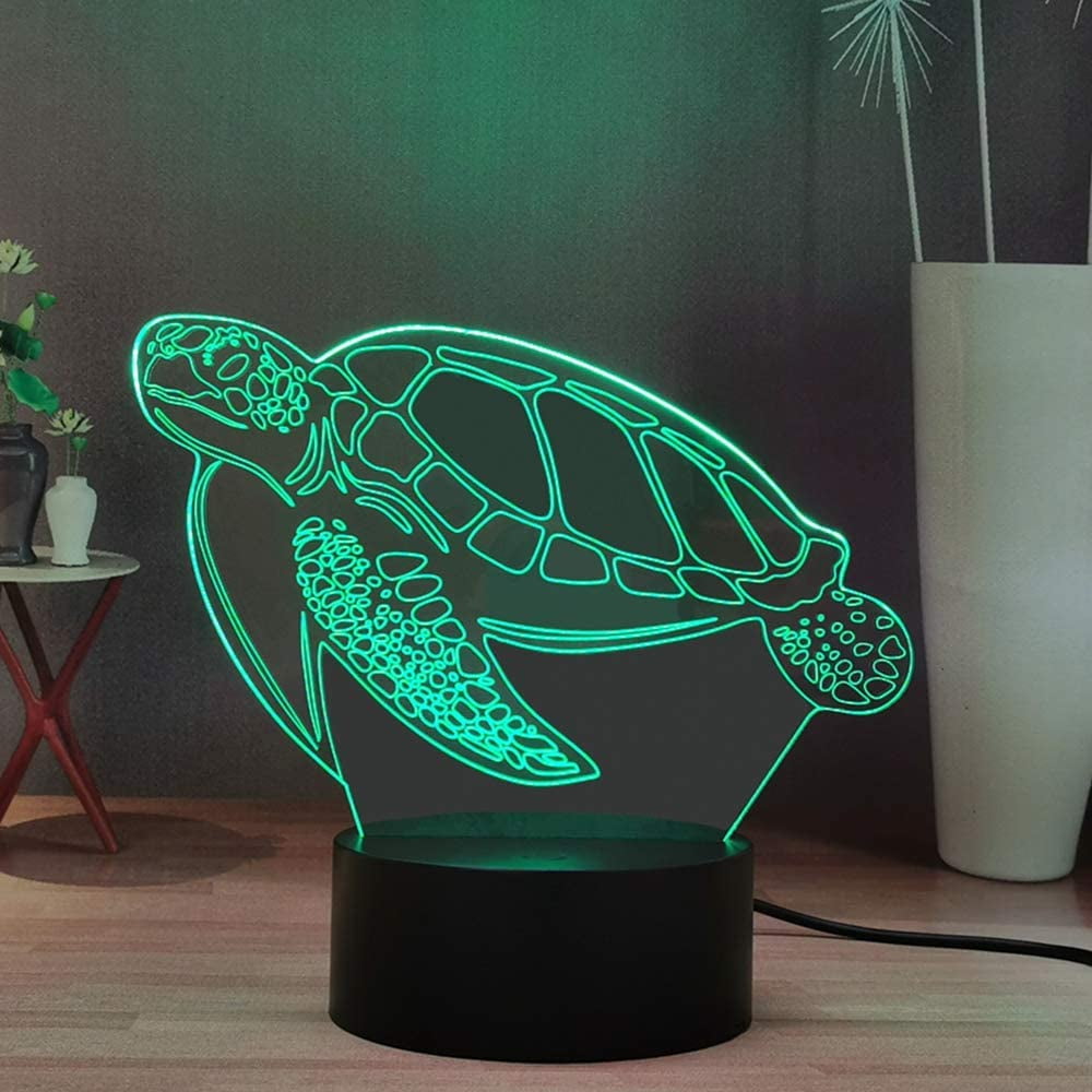 YSITIAN Animal 3D LED Night Light, Turtle Cartoon Decor Desk Lamp ...