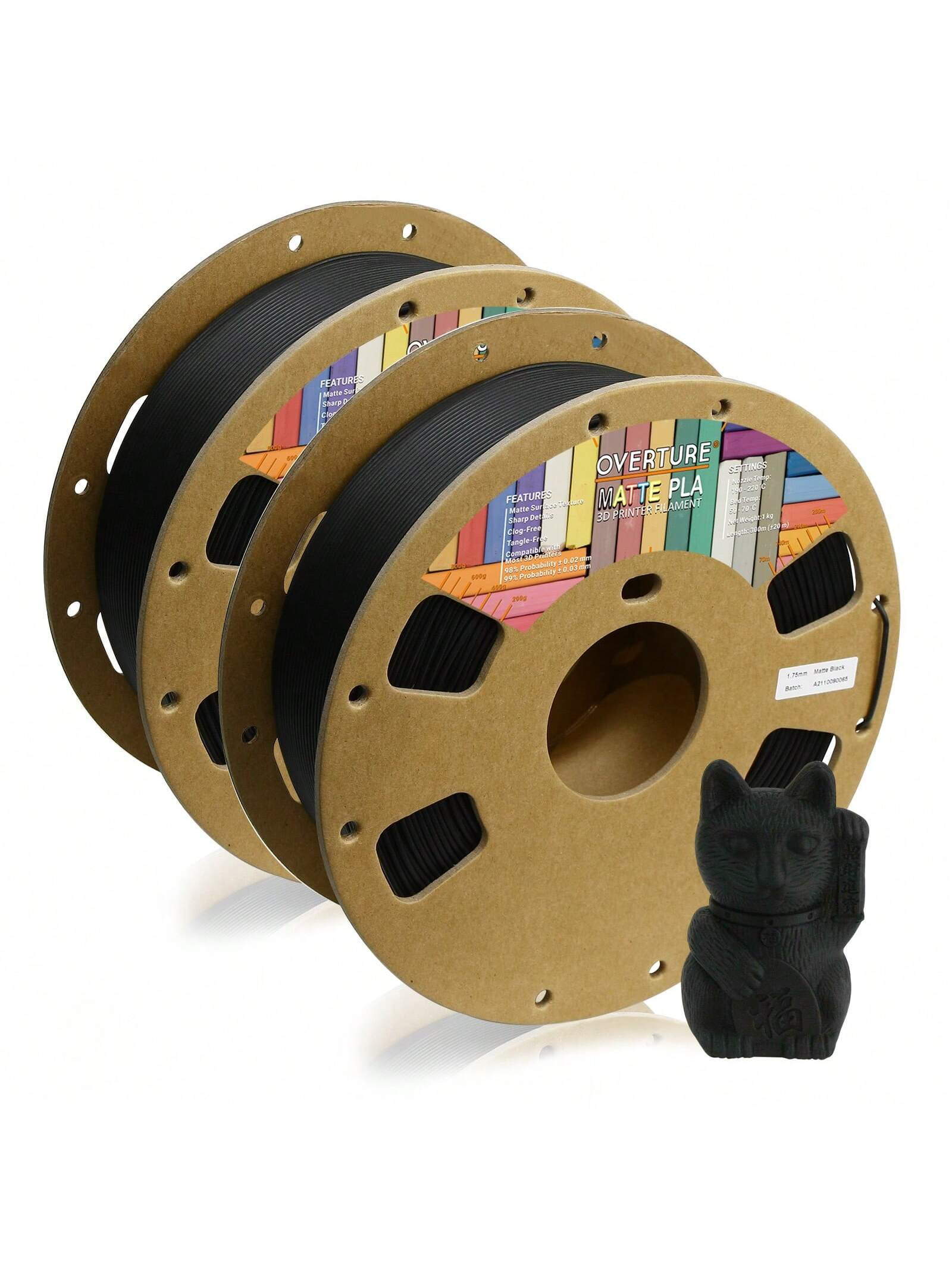 OVERTURE PLA Matte Filament 1.75mm, Matte PLA Roll 1kg Cardboard Spool ...