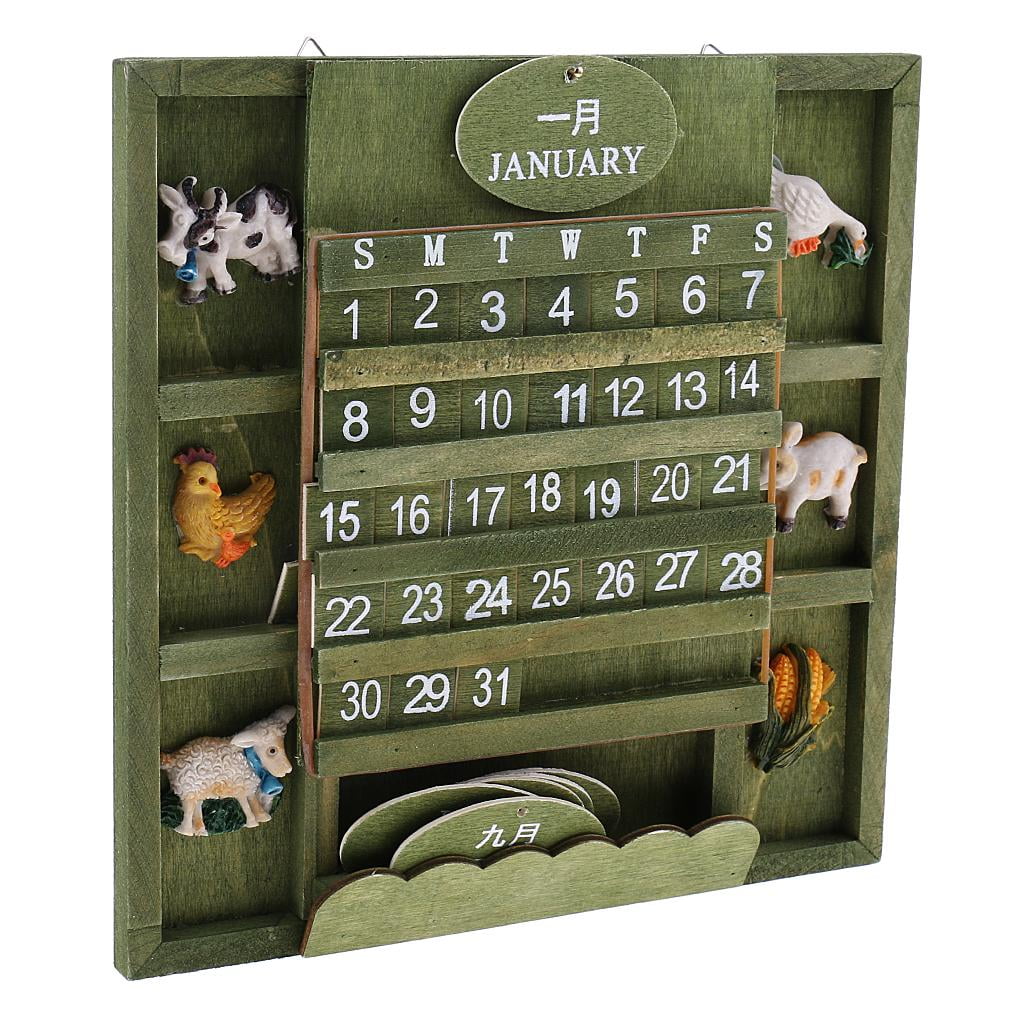 Set Of DIY Manual Wooden Advent Calendar January To December Movable ...