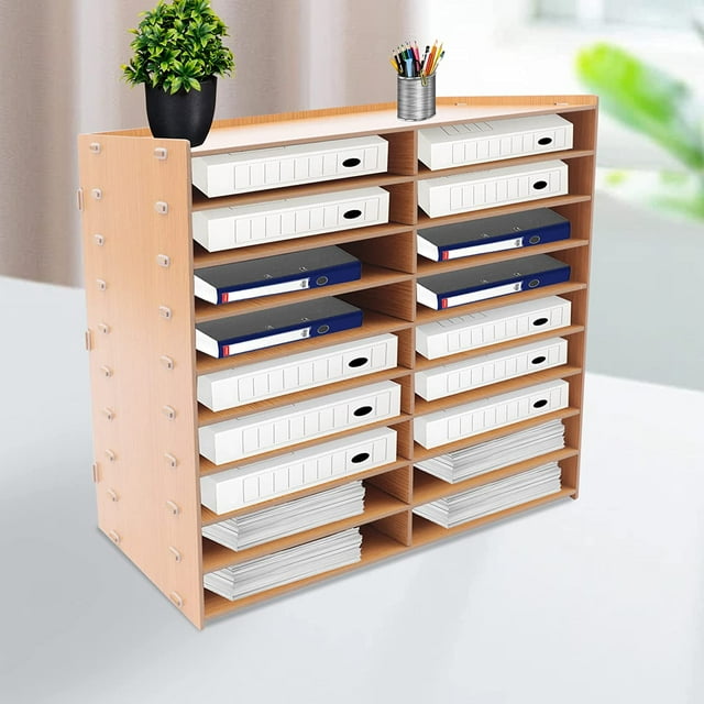 9-Tier Wood Desk Organizer & File Holder, Desktop Mail Storage Tray, 20 ...