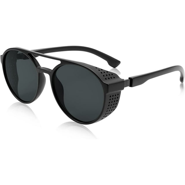 Feisedy Classic Steampunk Sunglasses For Men Women Retro Round Gothic