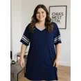 MINTREUS Women's Plus Size Nightgown Short Sleeve Nightshirt V Neck ...