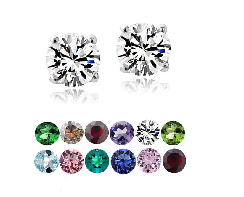 12Pack Sterling Silver Round Birthstone 6MM Studs. - Walmart.com