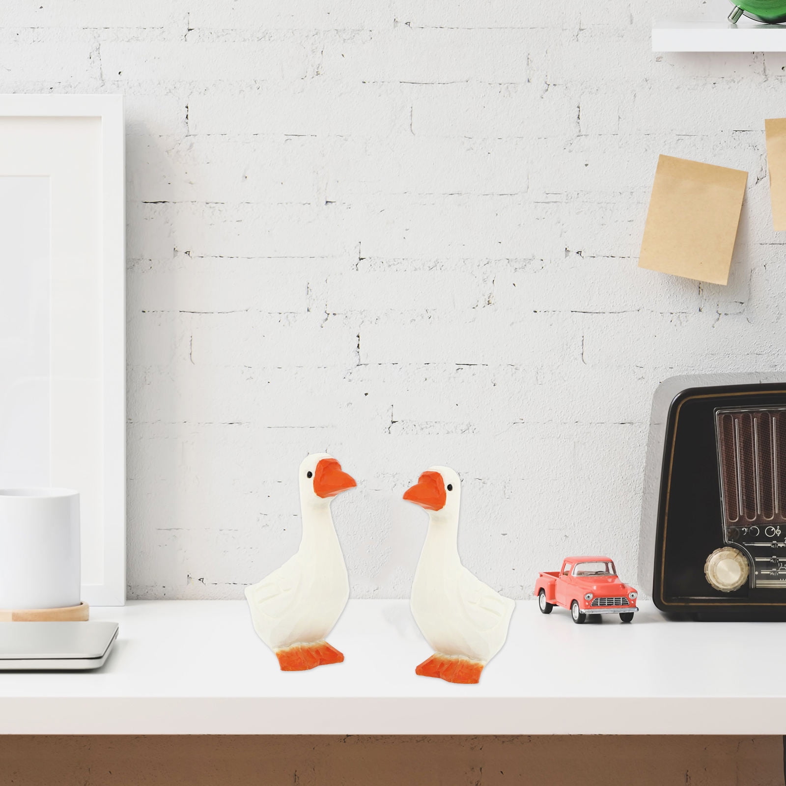 Click here for Whamvox 2pcs Goose Garden Statue White Wooden Figu... prices