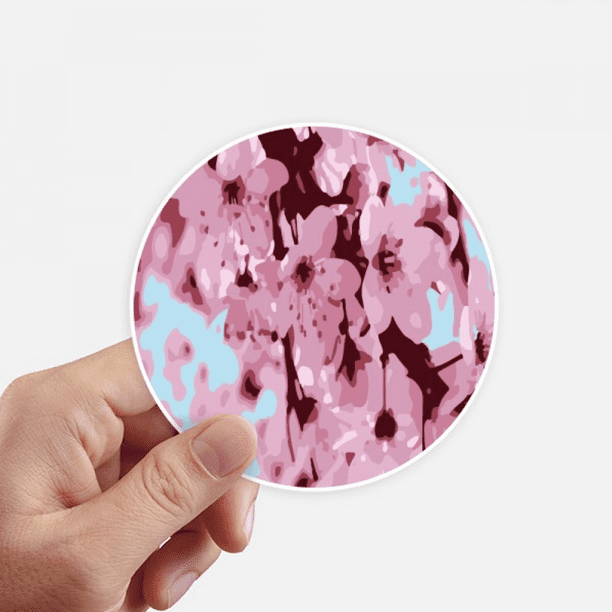 Sakura Japanese Cherry Blossom Sticker Round Wall Suitcase Laptop Label ...