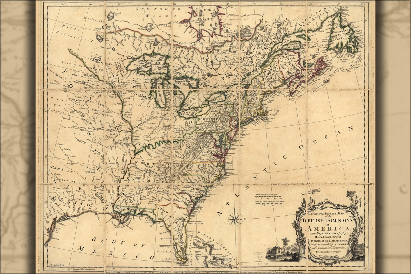 24"x36" Gallery Poster, map of British america pre united states 1763 ...
