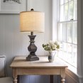 Oneach Farmhouse Black Table Lamp for Living Room Bedroom 20.5" Retro ...