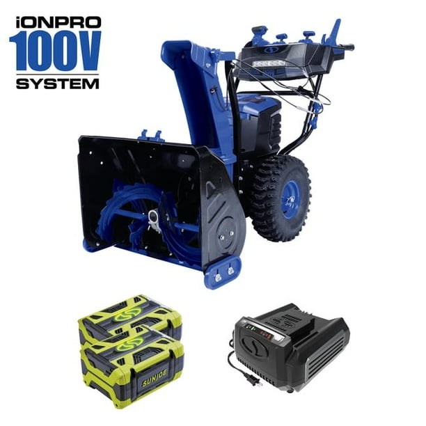 Snow Joe 100-Volt iONPRO 24 in. Cordless Dual-Stage Snow Blower with 2 ...