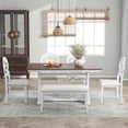 Solid Wood Dining Table Set for 6, Mid-Century Trestle Table with 4 ...