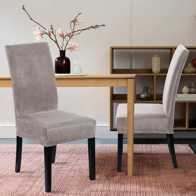 Velvet Chair Covers for Dining Room Set of 2, Soft Stretch Velvet Chair ...