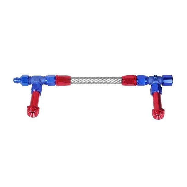 Clairlio 8 AN Dual Feed Fuel Line Carb Red Blue Fittings Braid for ...