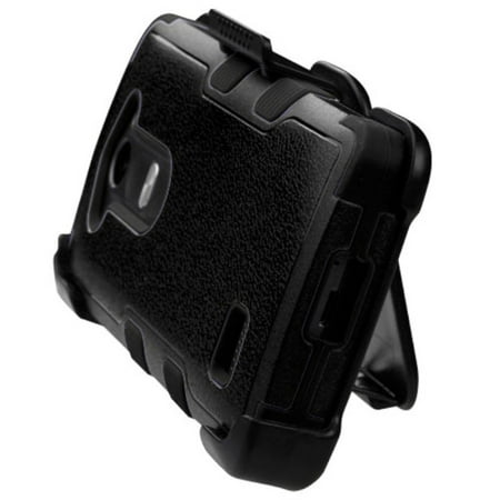 Insten Hard Hybrid Rubberized Silicone Cover Case w/Holster For LG Leon ...