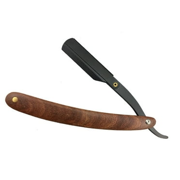 Wooden Handle Black Chic Straight Barber Steel Razors Shaving Folding ...
