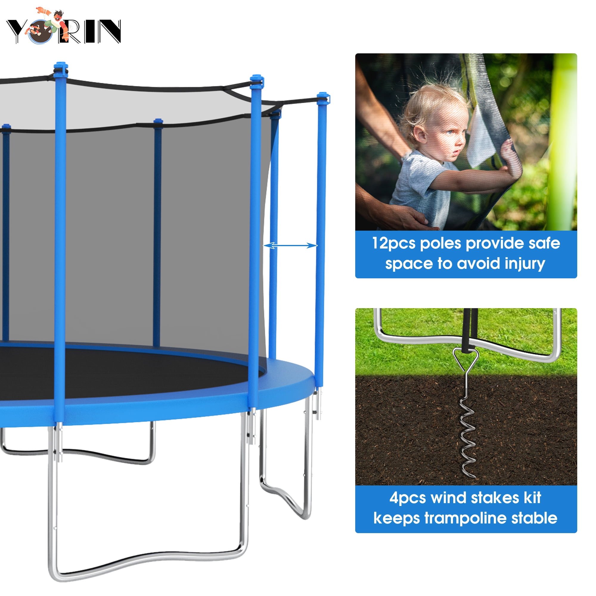 Buy YORIN Trampoline with Enclosure for Adults Kids, 1500LBS 16FT 15FT ...