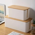 Cable Storage Box Wooden Power Line Storage Case Dustproof Charger ...