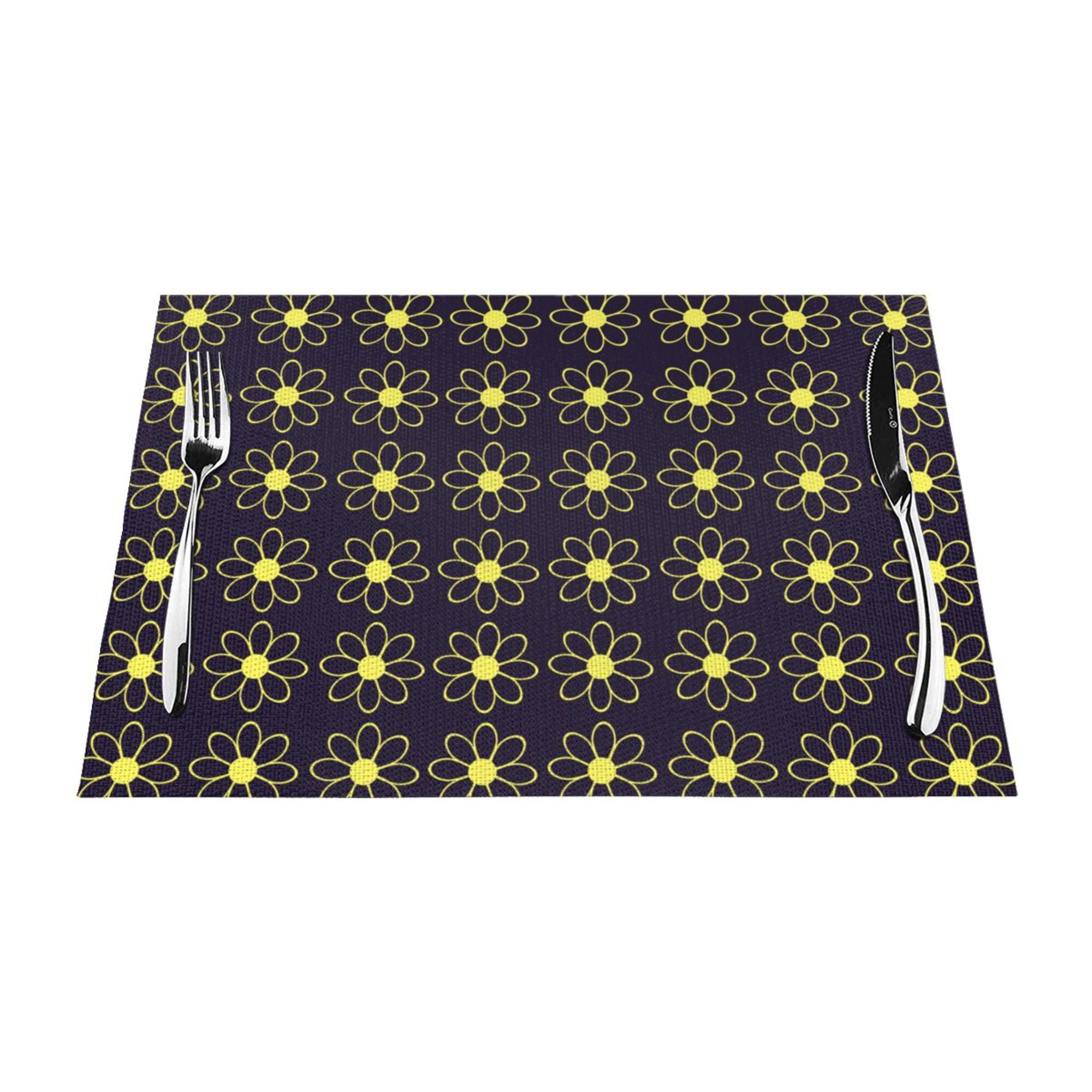 XMXY Woven Placemats Set of 4 PCS, Floral Background Table Mats ...