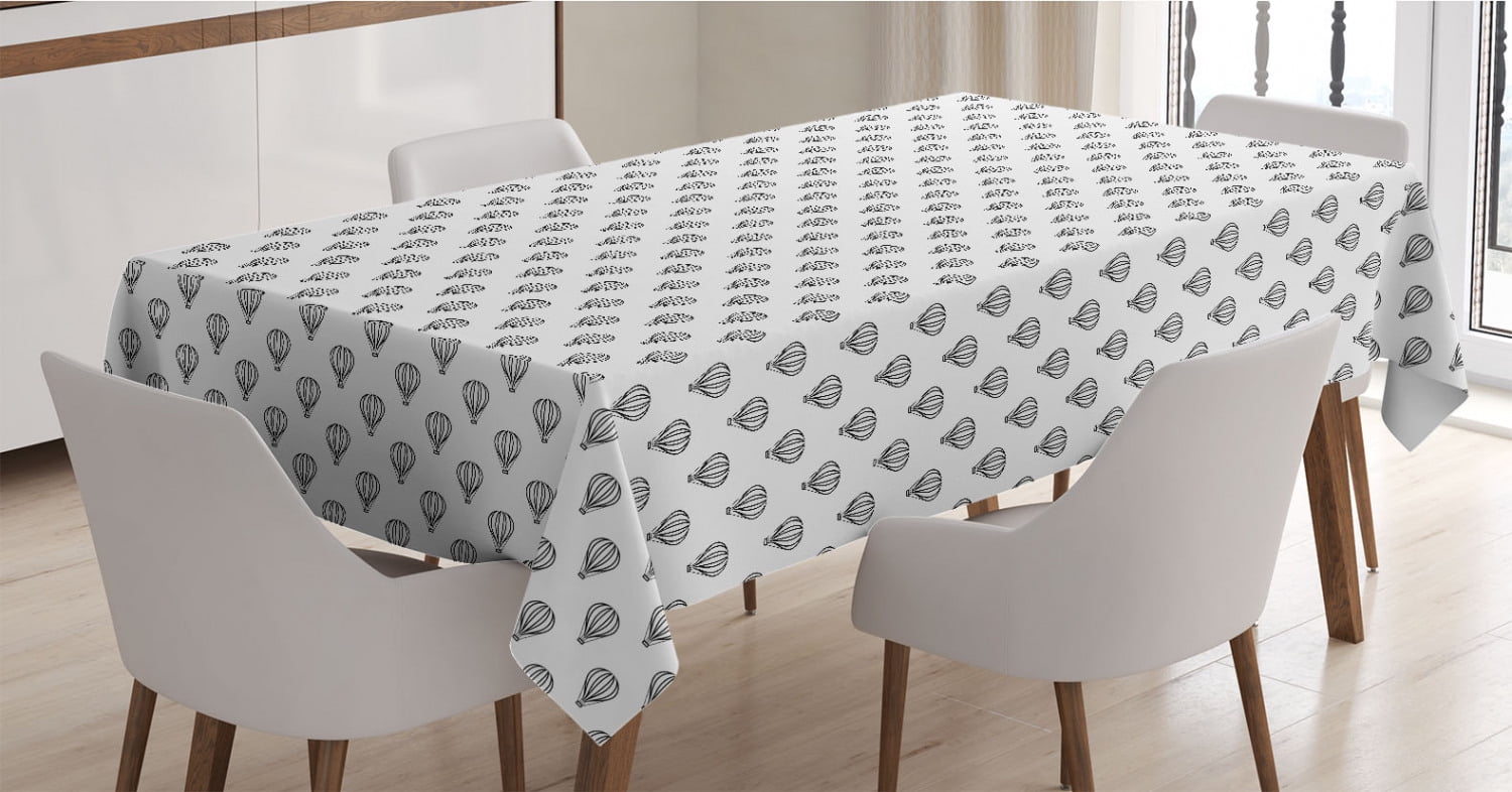 Hot Air Balloon Tablecloth, Repetitive Monochrome Flying Vehicles ...