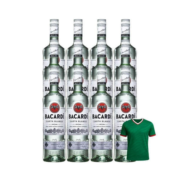 12 Ron Bacardí Blanco 700 ml + Jersey Verde | Bodega Aurrera en línea