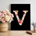 Black Letter V Flower Canvas Wall Art for Living Room, Watercolor ...