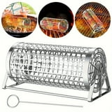 ENIYUU Stainless Steel Round Grill Basket Portable Rotating BBQ Cage ...