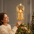 Angel Christmas Tree Topper with Cardinal Bird and Star Design, Gold ...