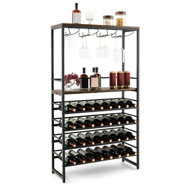 BiJun Black Modern Wire Rustic Counter Wine Rack Countertop Table,Metal ...