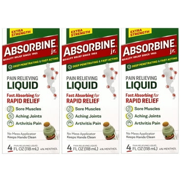 Absorbine Jr., Fast Absorbing Pain Relieving Liquid, 4oz, 2-Pack, Extra ...