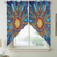 Abstract Swag Curtain Valance for Window 2 Panels Yellow Blue Sun ...