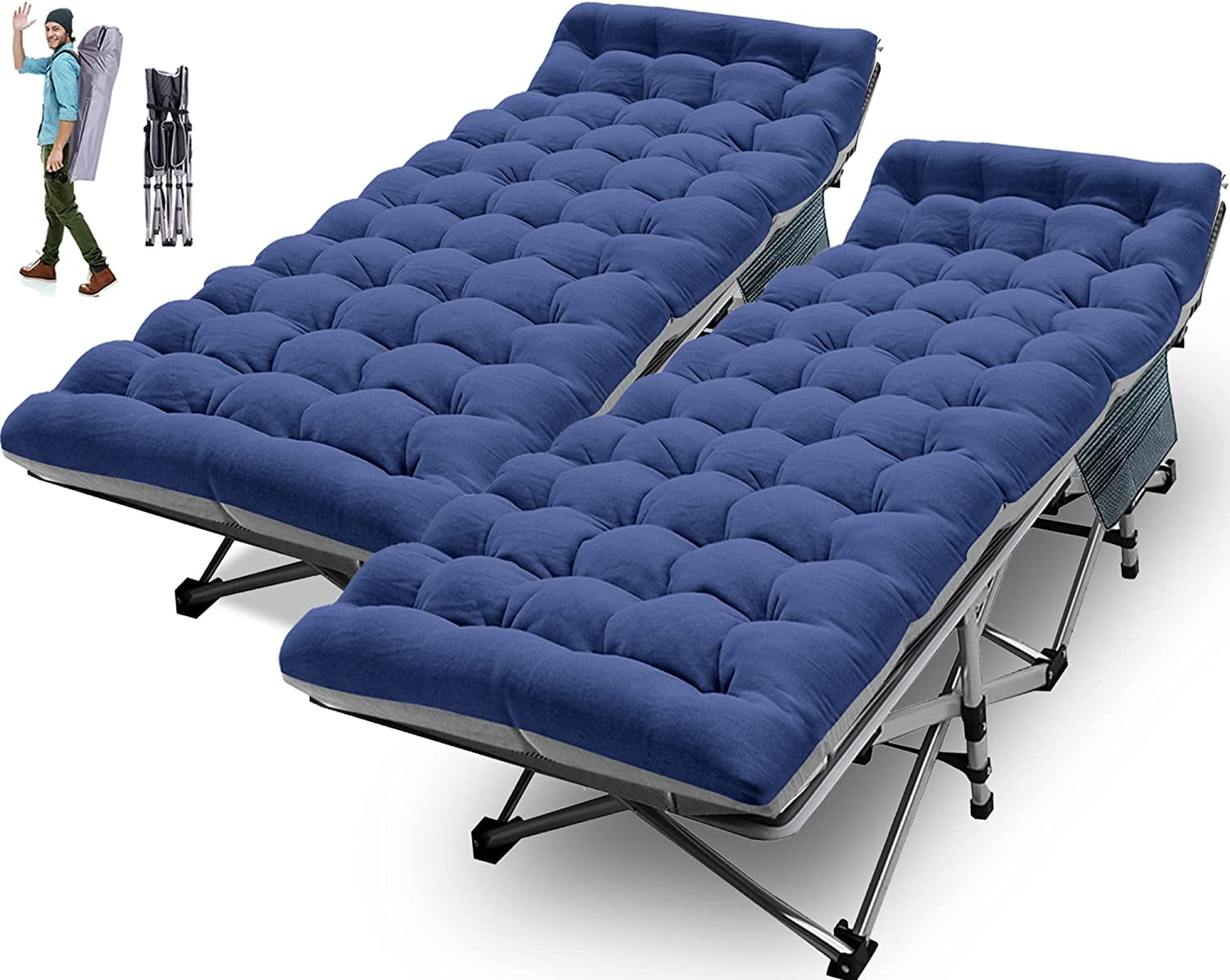 Slsy Cot, 2 Pack Folding Camping Cots for Adults, Sleeping Cots ...