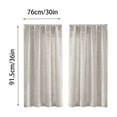 Beige Linen Short Curtains for Light Filtering, Semi-Sheer Nylon Window ...