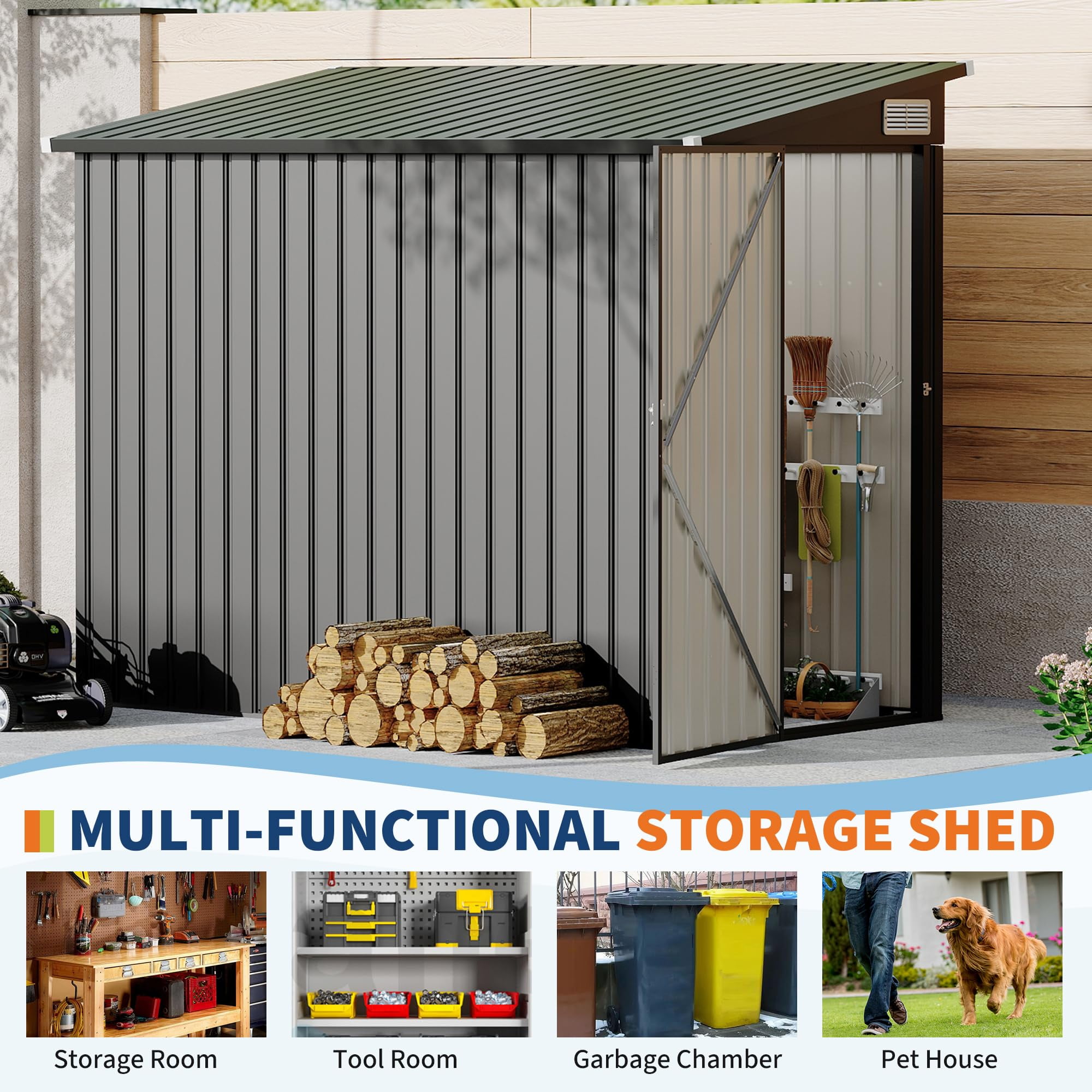 Click here for Caztoi 4x8 Ft Outdoor Metal Storage Shed Galvanize... prices