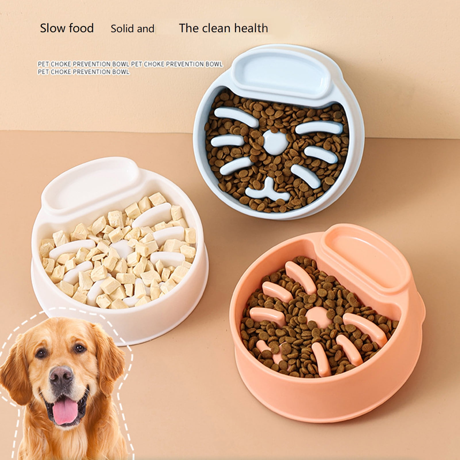 UDIYO Cartoon Shape Slow Feeder Dog Bowls, Large Capacity PP Fun Slow ...