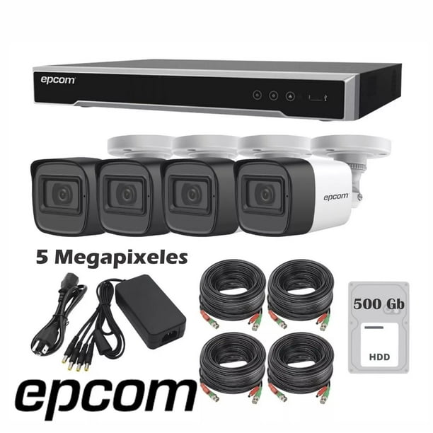 Kit 4 camaras de seguridad 5 Megapixel / DVR 4 Canales / 4 Cámaras de 5 Megapixel con Micrófono ...