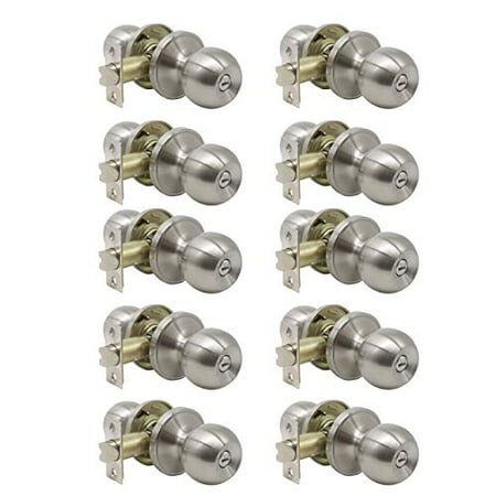 10 Pack Brushed Nickel Privacy Door Knobs,Stainless Steel Bedroom and Bathroom Entry Door Locks ...
