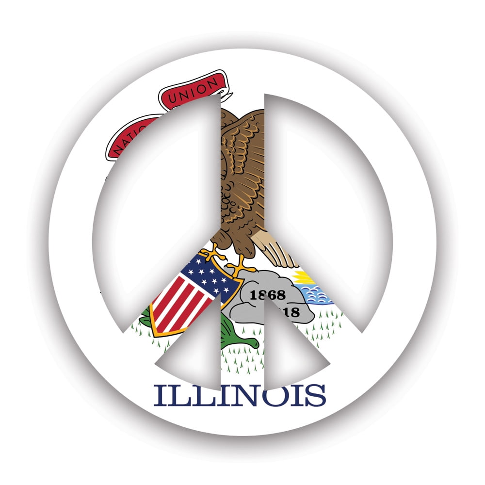 Illinois Flag Peace Symbol Sticker Decal - Self Adhesive Vinyl ...