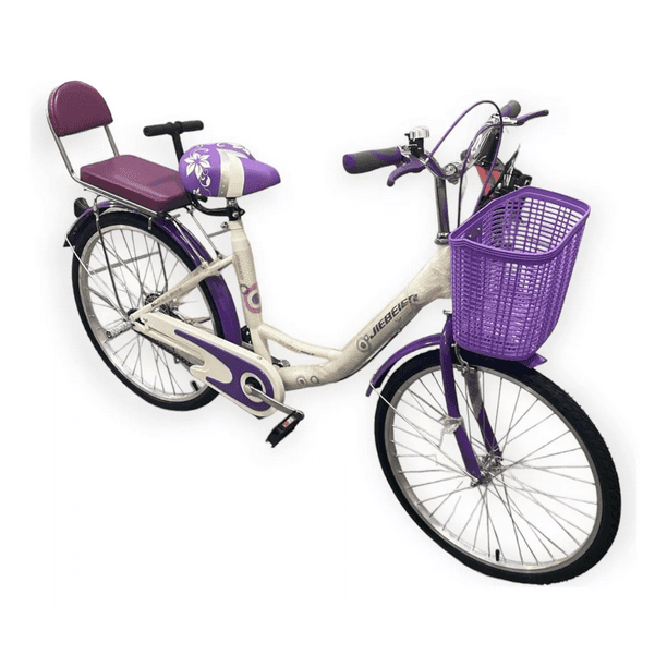 Bicicleta Urbana Lila Con 2 Asientos Rodada 24 Walmart en linea