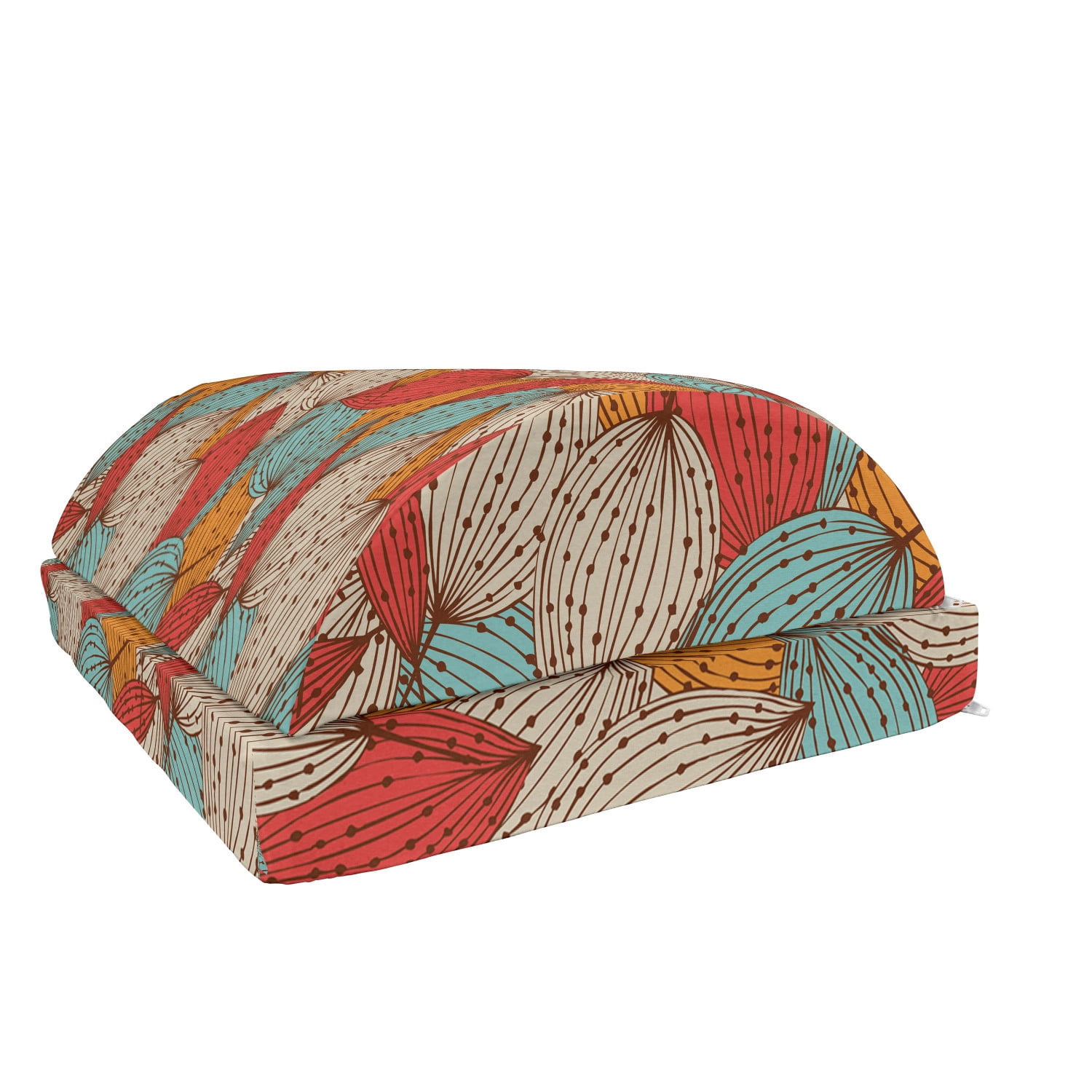 Autumn Foot Rest, Doodle Art Style Mix of Leaf Motifs in Retro Colors ...
