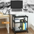 Costway 3-Tier Black Rolling Printer Stand, Adjustable Height, Lockable ...