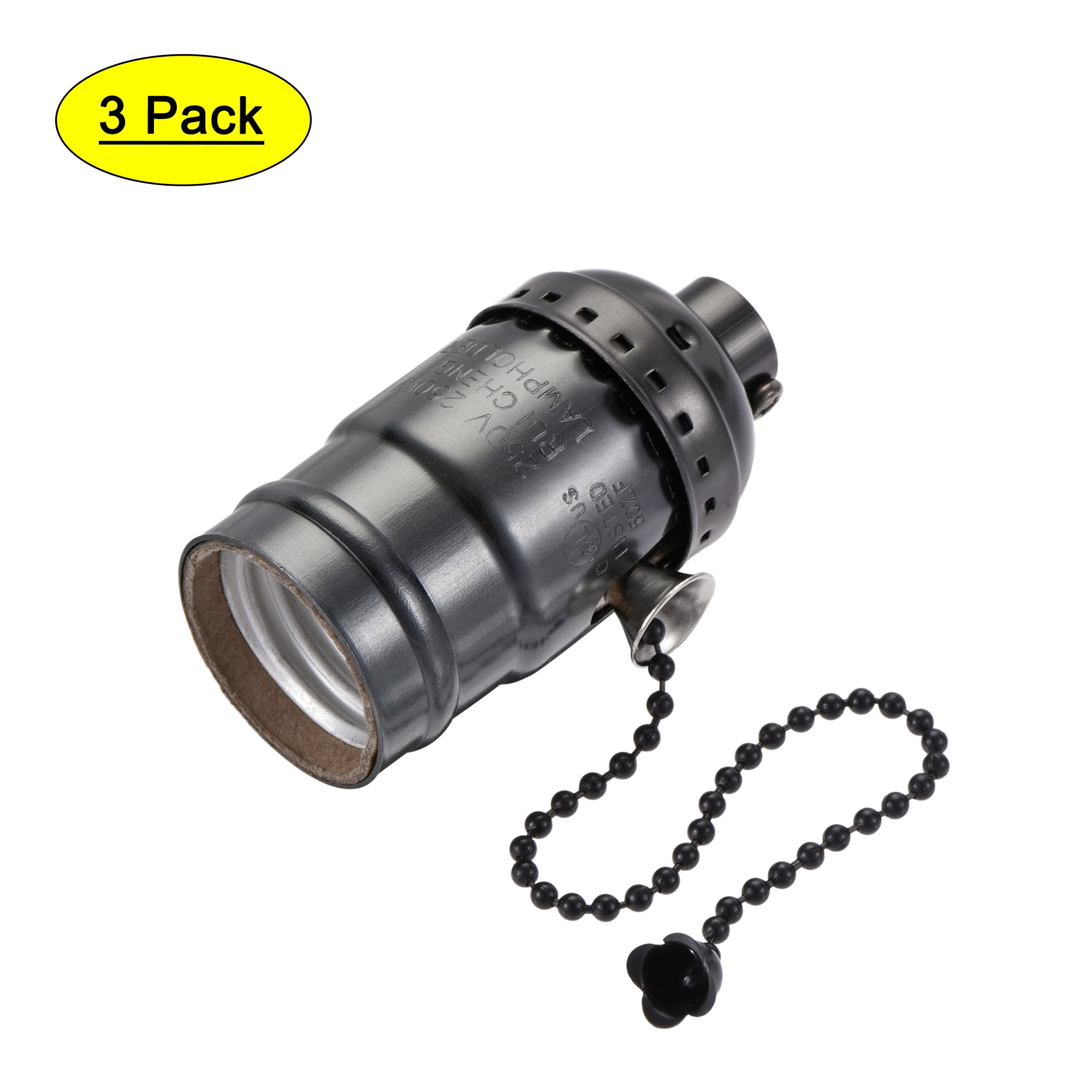 Uxcell 1/8IP Thread Screw Pull Switch Bulb Holder E26 E27 Lamp Socket ...