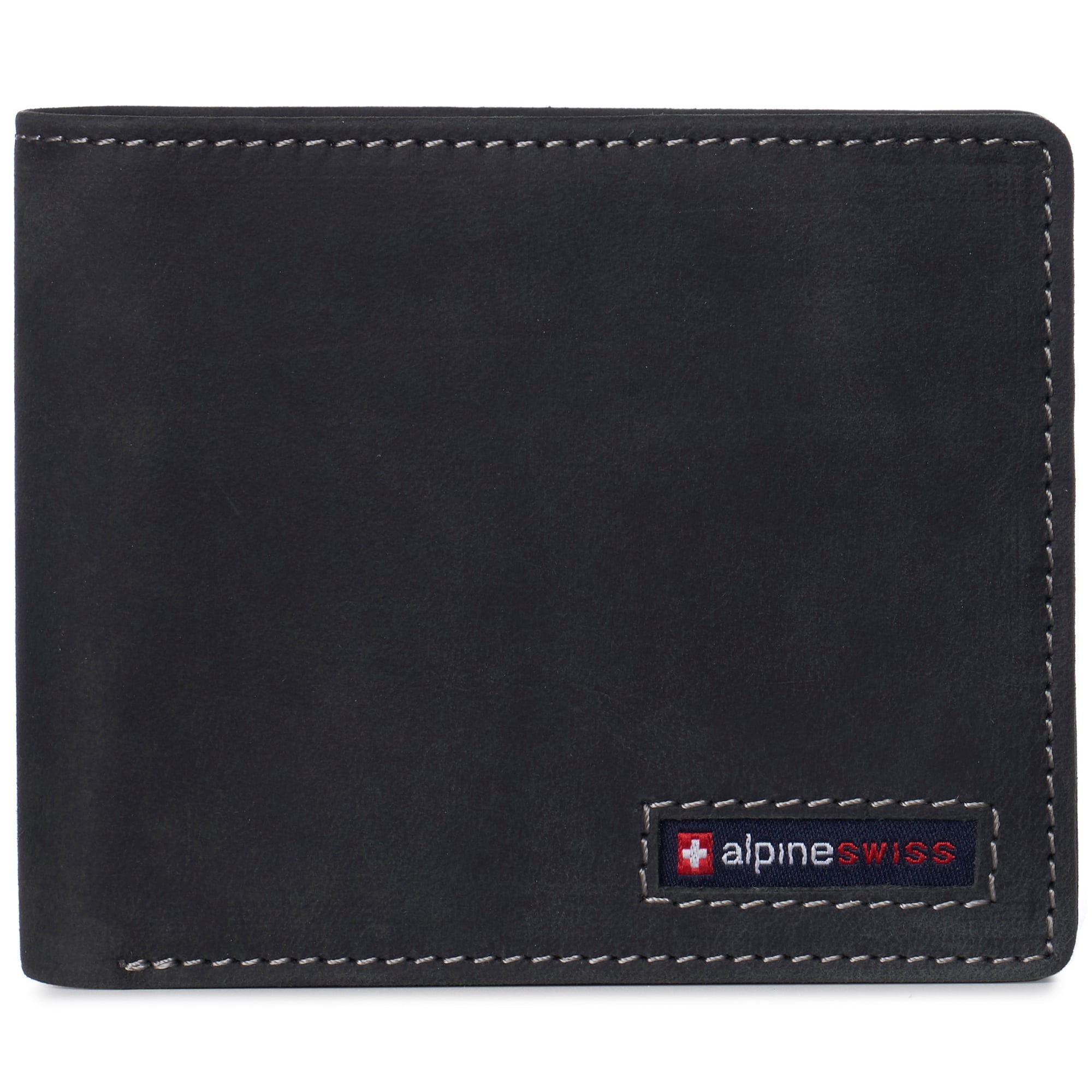 Alpine Swiss Mens Commuter RFID Bifold Wallet 2 ID Windows Divided Bill ...