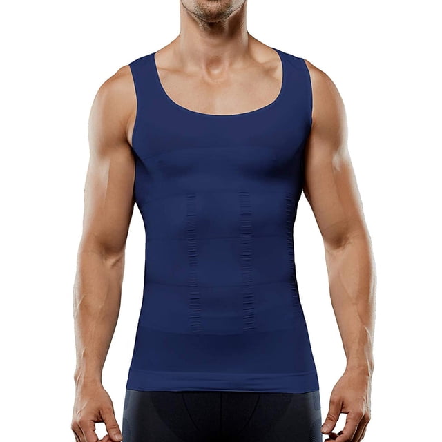 Lilvigor Men's Compression Tank Top Seamless Slimming Body Shaper Vest ...
