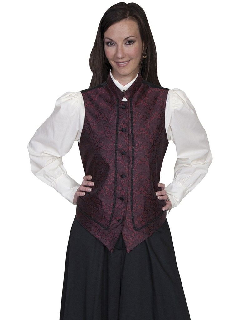 Scully Leather - Scully Old West Vest Womens Formal Band Collar Button ...