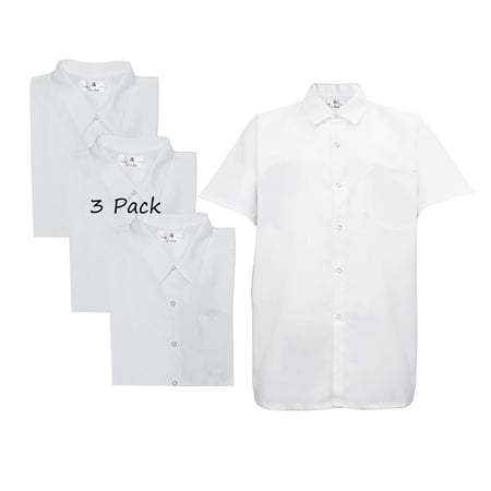 Natural Uniforms Men's Kitchen Basic Cook Shirt Short Sleeve White (3 ...