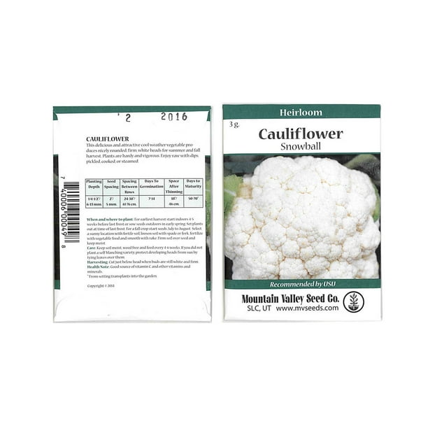 Snowbally Y Improved Cauliflower Seeds: 3 Gram Packet - Non-GMO ...