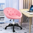 FURWOO Adjustable Rolling Vanity Chair with Wheels, Swivel Lounge Chair ...