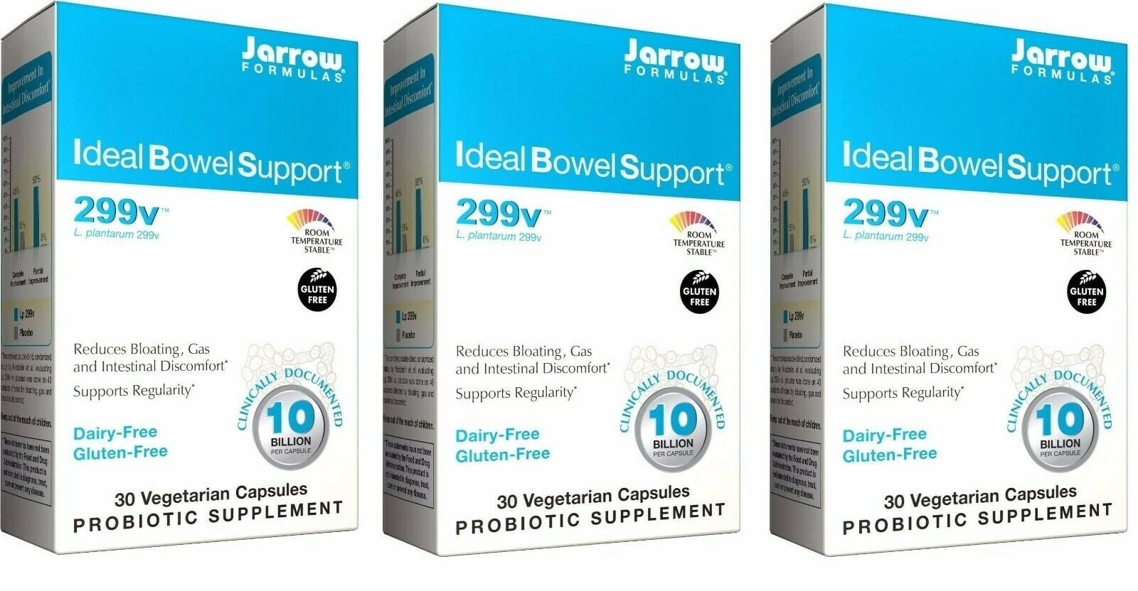 Jarrow Formulas - Ideal Bowel Support Probiotic, 30 Capsules - 3 Packs ...