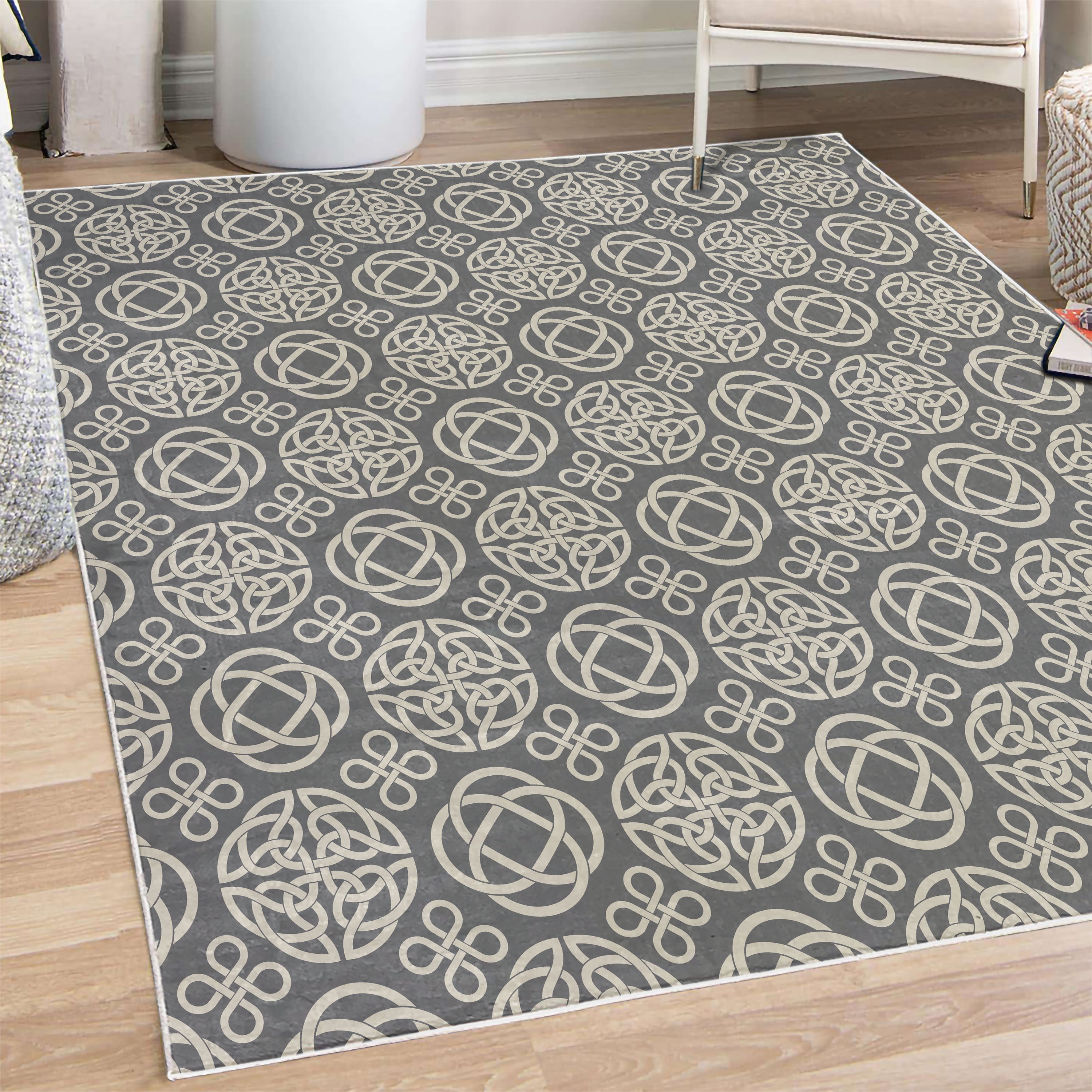 Celtic Decorative Rug, Retro Tribal Circle Knots Eternity Forms Pattern ...