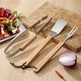 Wooden Handle BBQ Tool Set Grills Utensils Outdoor Campings Grilling ...