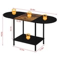 Black & Brown Oval 2-Tier Coffee Table With Storage Shelf For Living ...