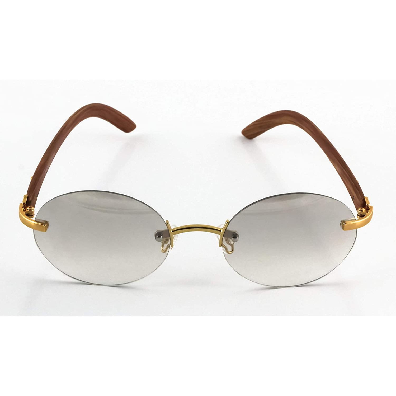 Retro Wood Buffs Vintage Style Gangster Rimless Clear Lens Oval Eye ...